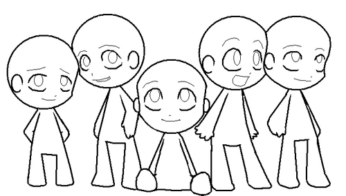 Chibi Group Base Page Coloring Pages