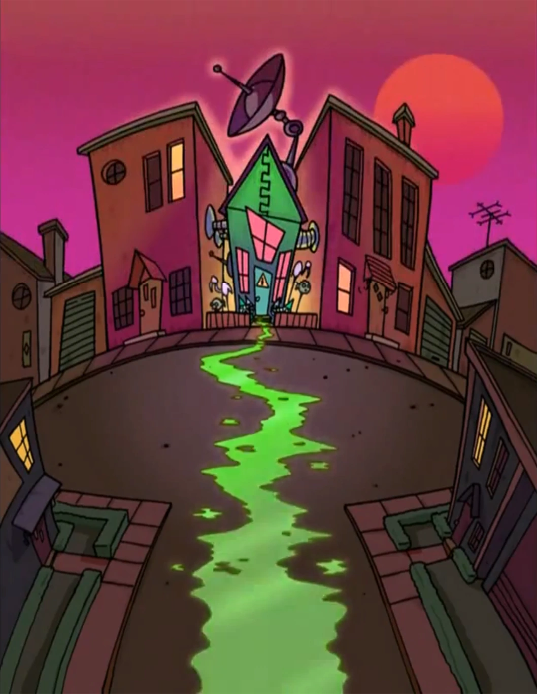 Image - Zim's house and neighborhood (with slime).png - Invader ZIM Wiki