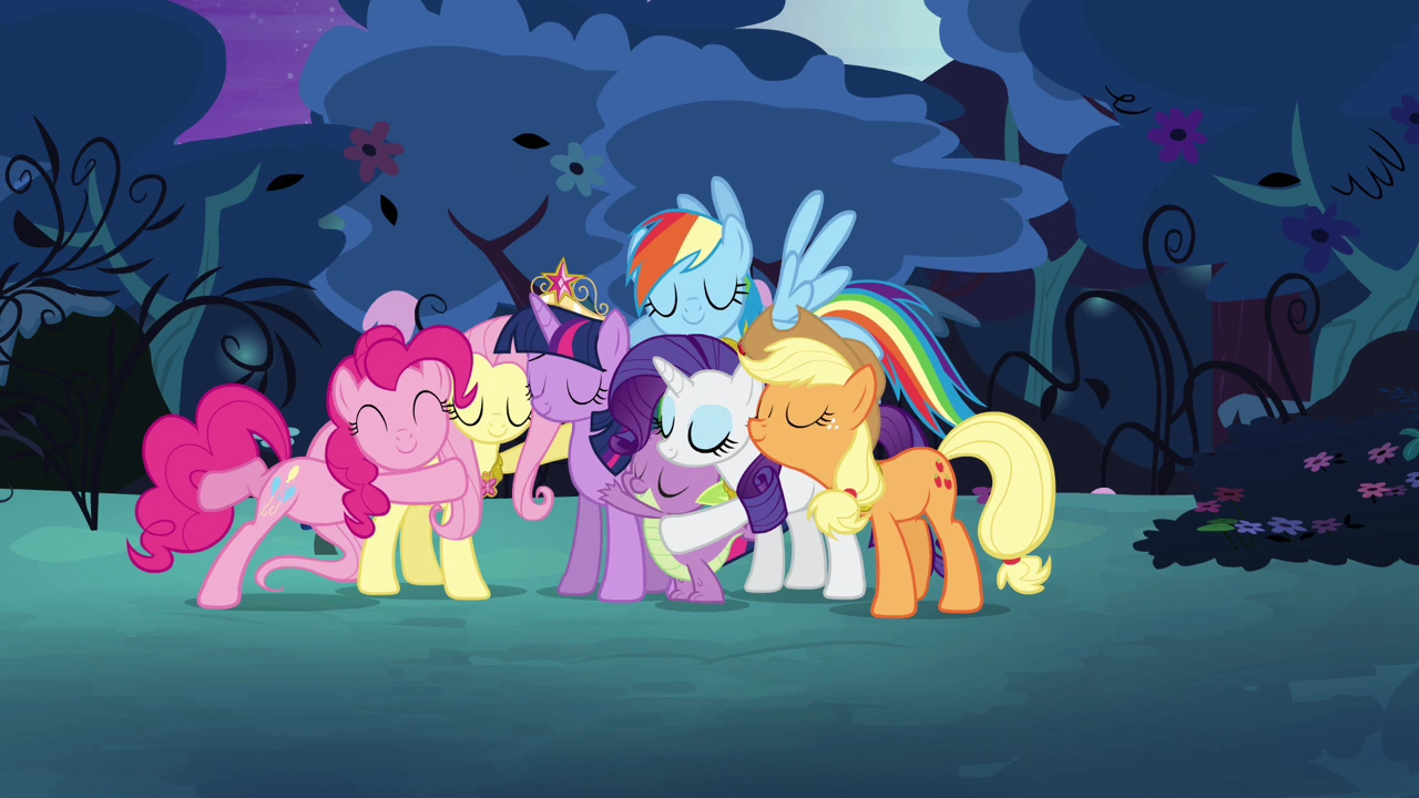 Image - Mane six happily back together and hugging S4E02.png - My ...