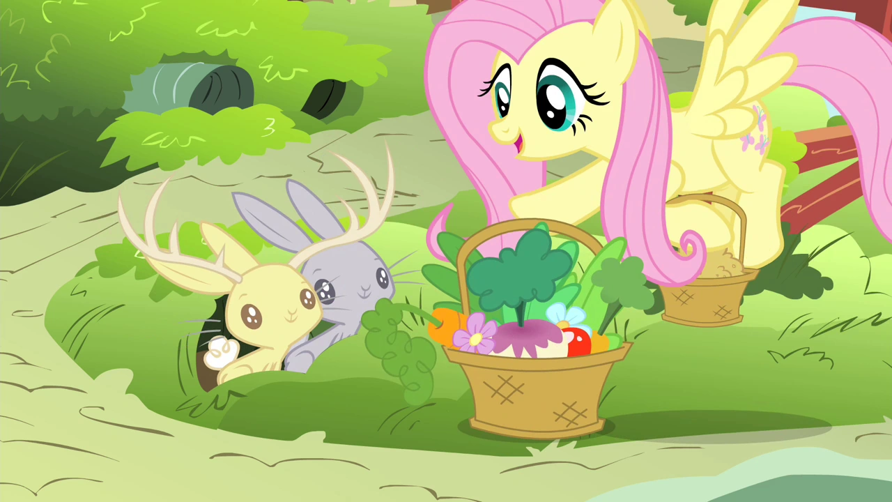 Image - Fluttershy giving bunnies a basket of foods S4E14.png - My ...