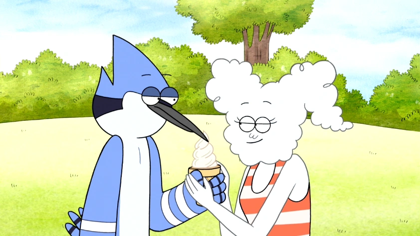 Image - S5E27.26 Mordecai & CJ Sharing an Ice Cream.png - Regular Show Wiki